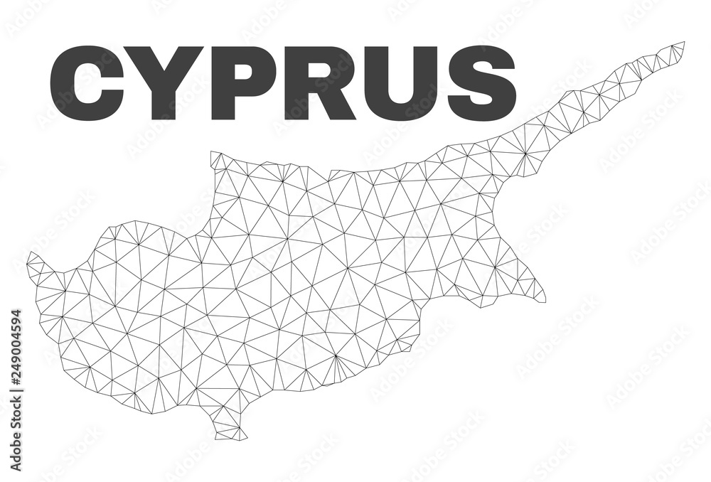 Abstract Cyprus map isolated on a white background. Triangular mesh ...