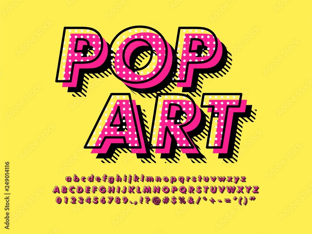 Vetor Modern retro old Pop Art Font Effect with rich texture pattern ...