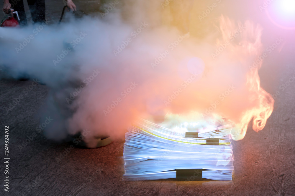 Foto Double exposure, Stacks of paper files, Man teaches how to use ...