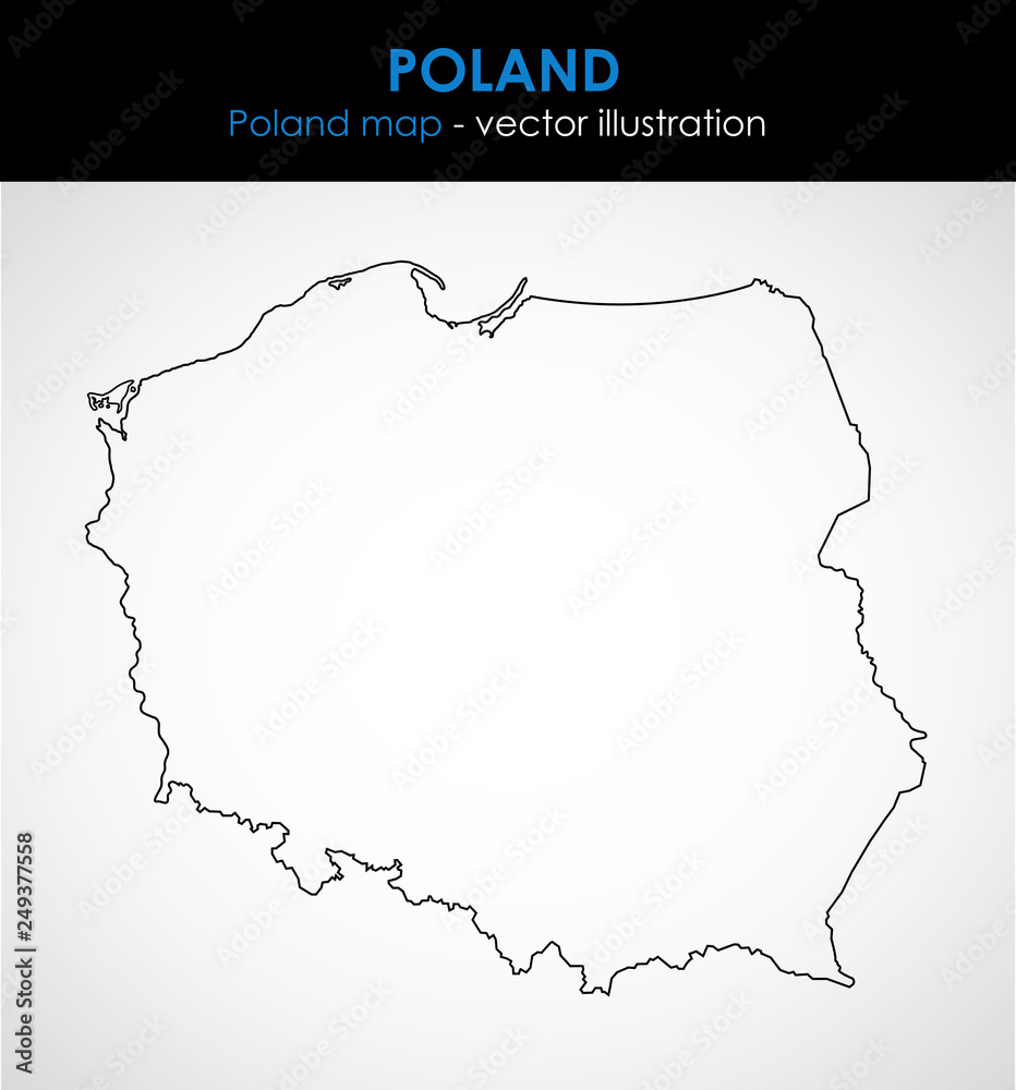 Poland map outline graphic. Vector illustration. Stock Vector | Adobe Stock