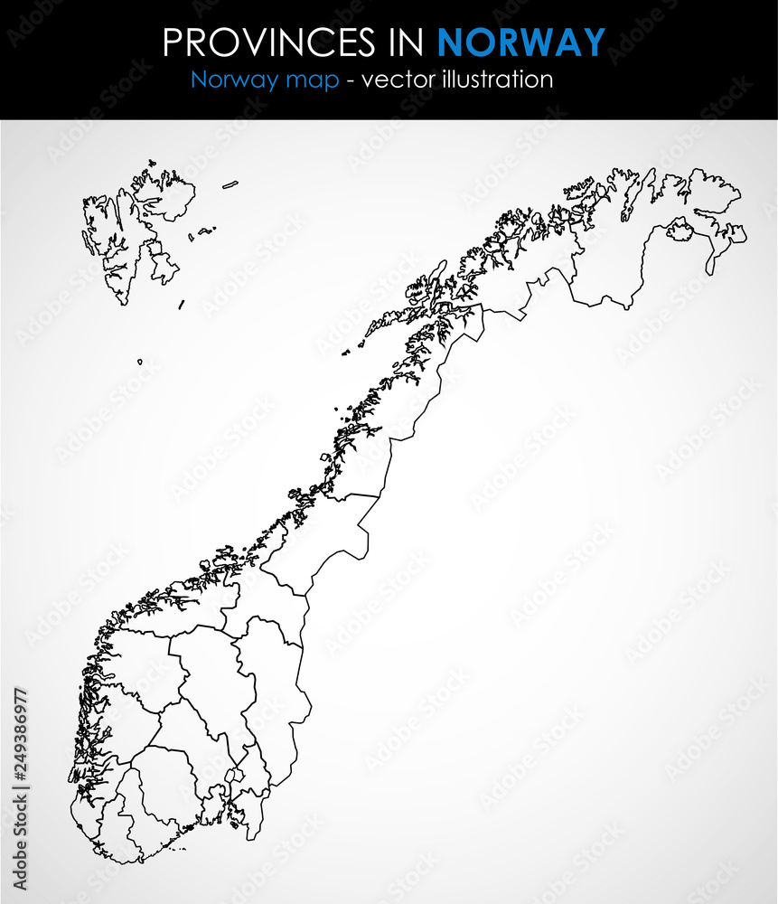 Norway map outline graphic. Vector illustration. Stock Vector | Adobe Stock