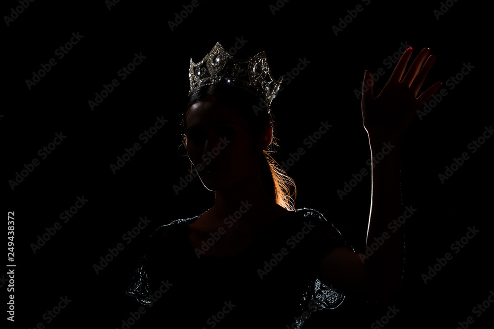 Portrait Silhouette Shadow Back Rim Light of Miss Pageant Beauty Queen ...