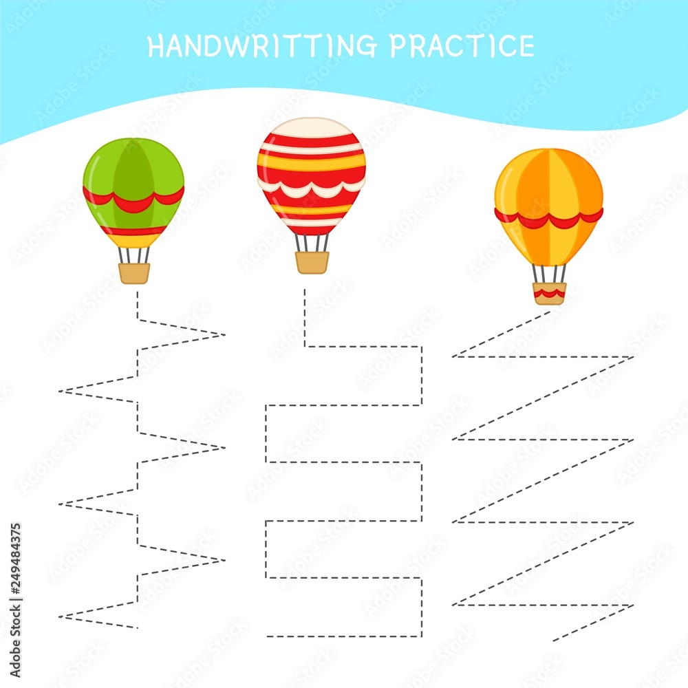Handwriting practice sheet. Basic writing. Educational game for ...