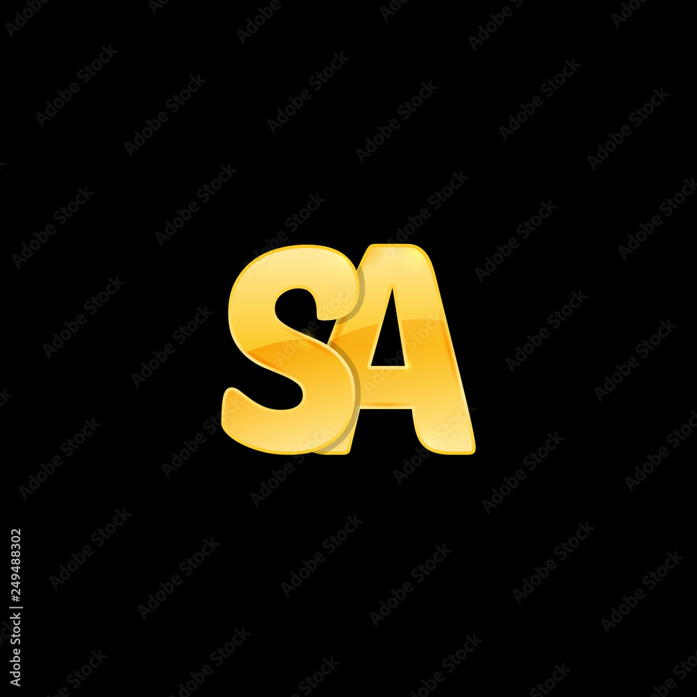 Initial Letter SA with red metallic texture, trendy, 3d glossy, metal ...