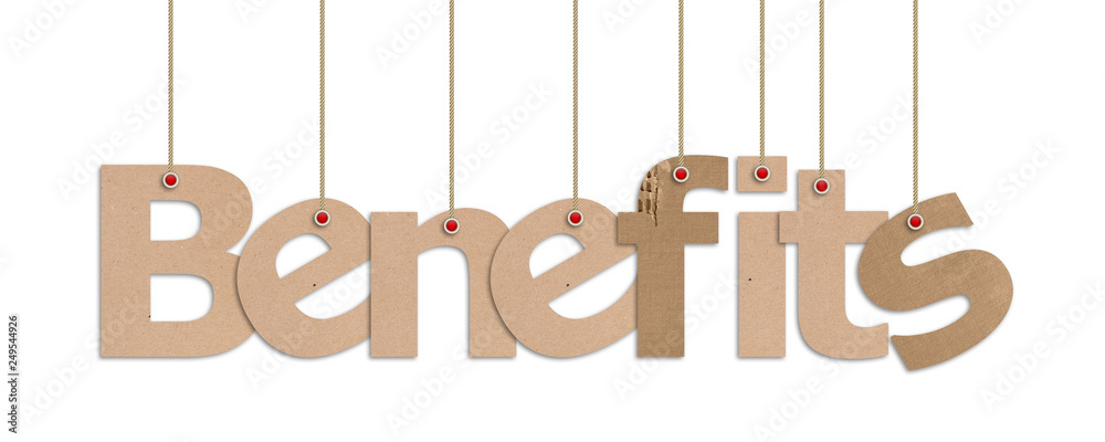 benefits label in white background Stock Photo | Adobe Stock