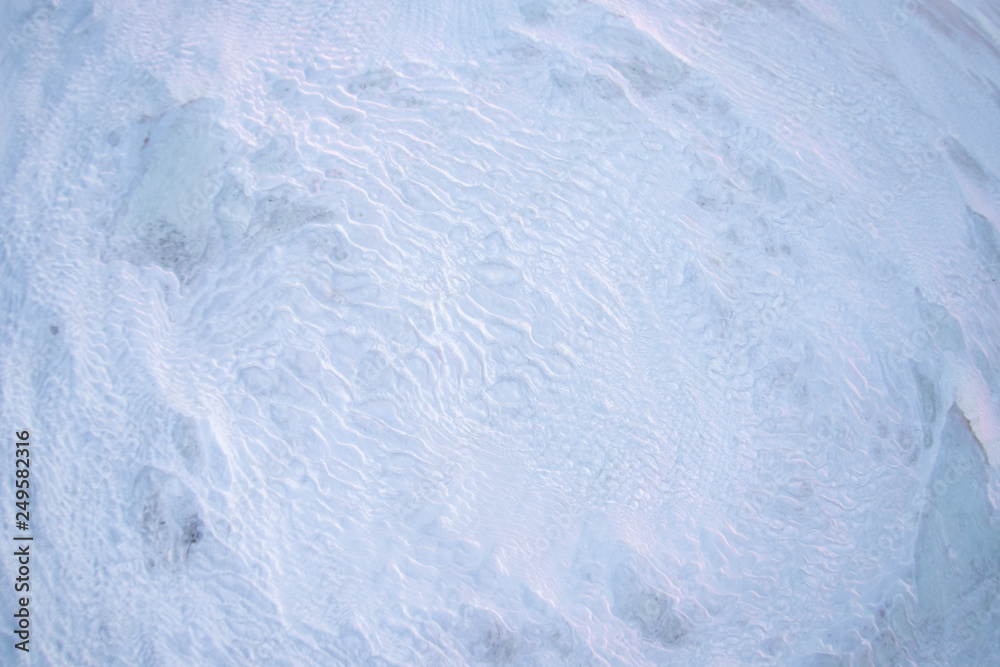texture of white limestone on the hot springs of Pamukkale Stock Photo ...