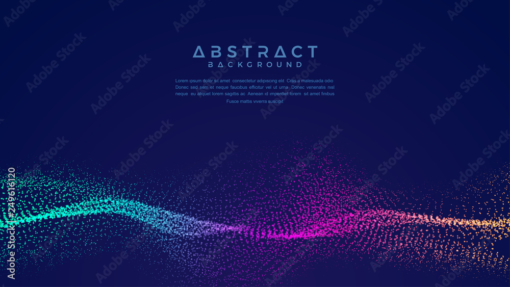 Dynamic abstract liquid flow particles background. Shining abstract particle flow background ...