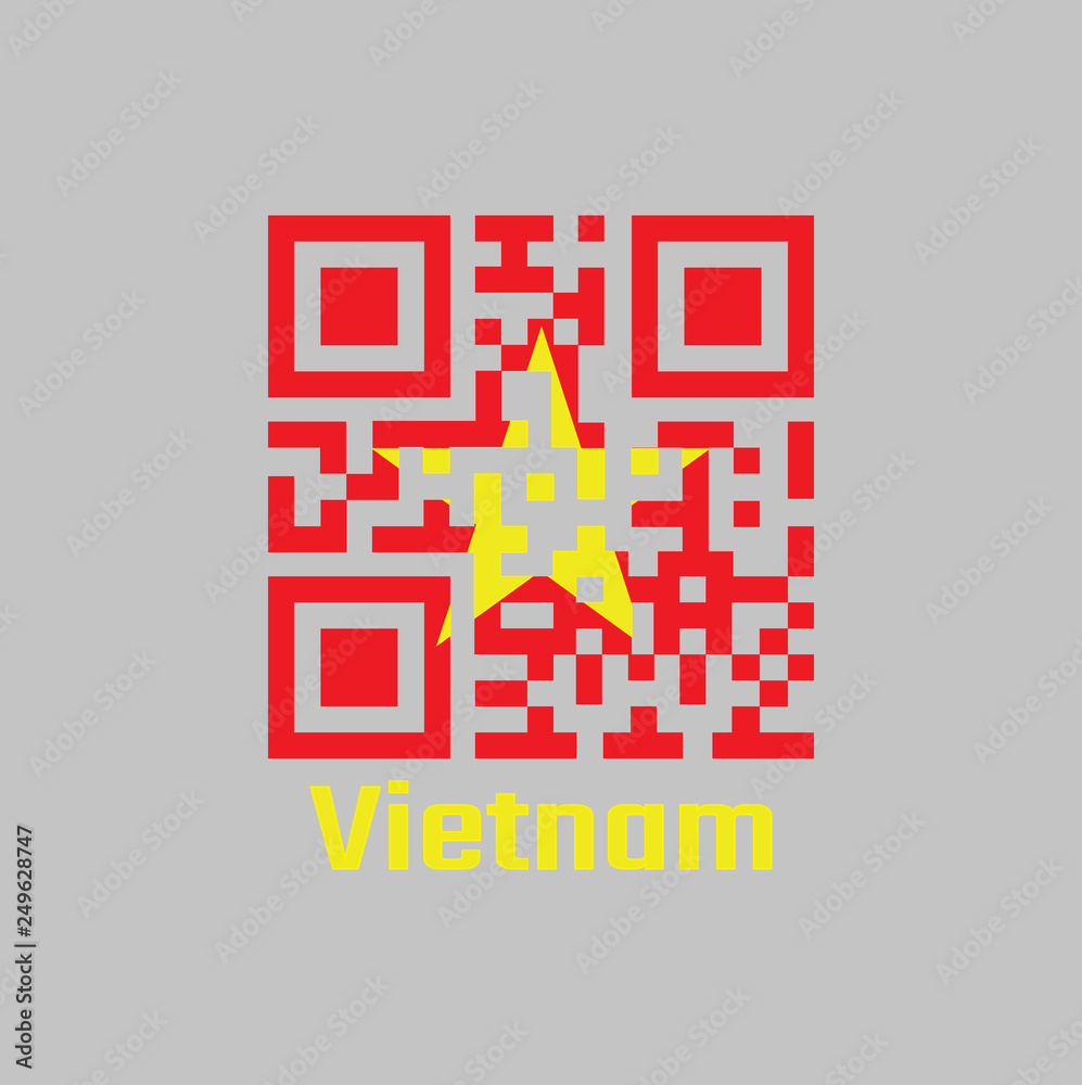 Vector de Stock QR code set the color of Vietnam flag. yellow star on ...