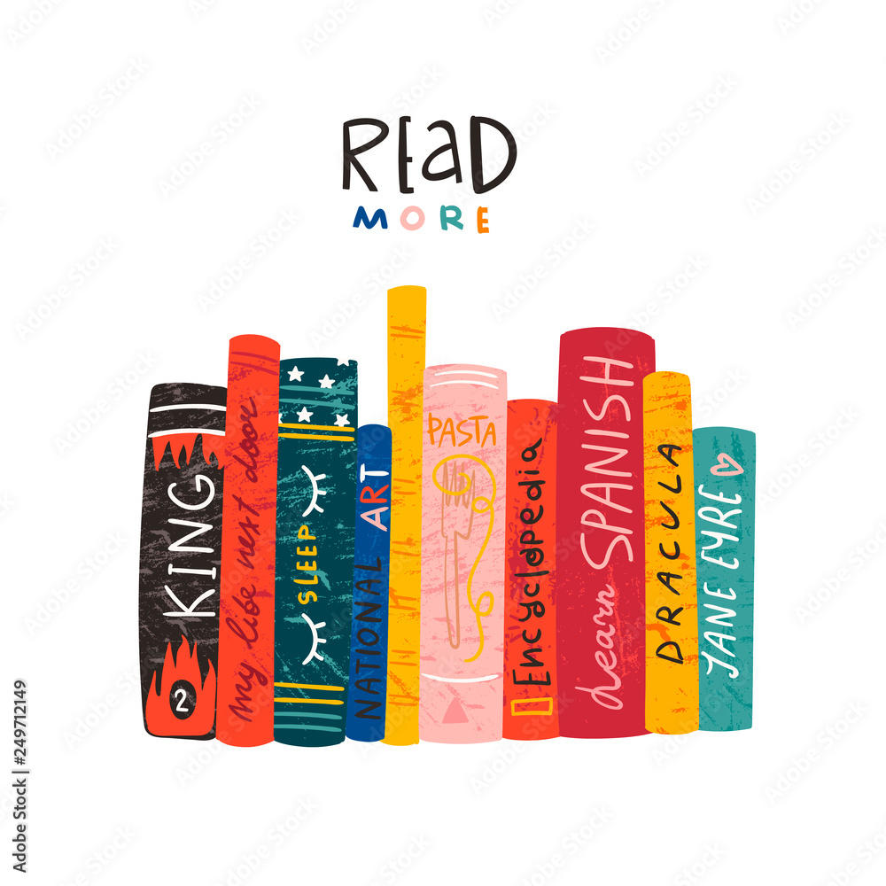 World book day. Read more. Various popular books standing side by side ...