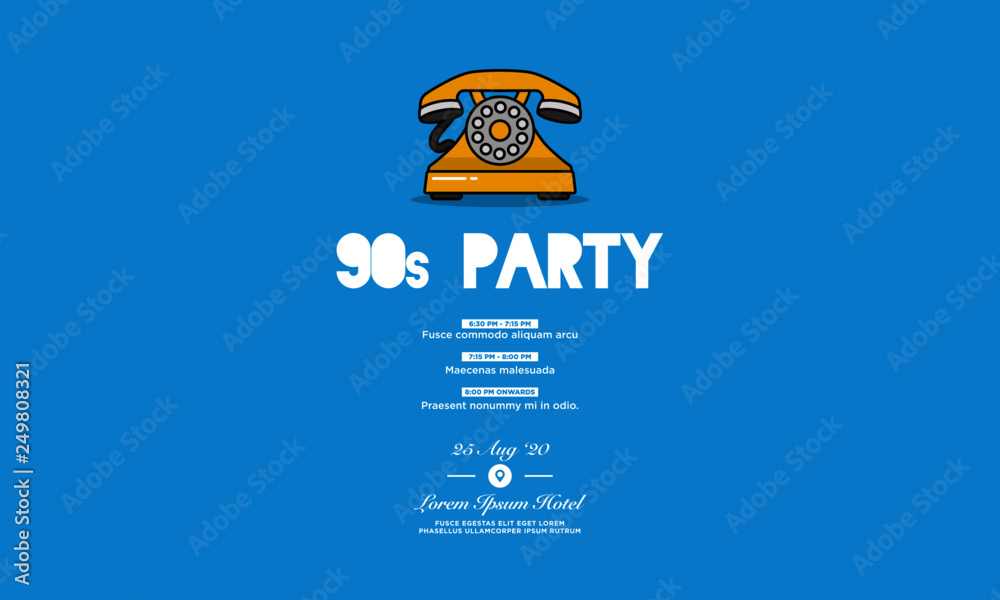 90s Party Retro Telephone Invitation Design with Where and When Details ...