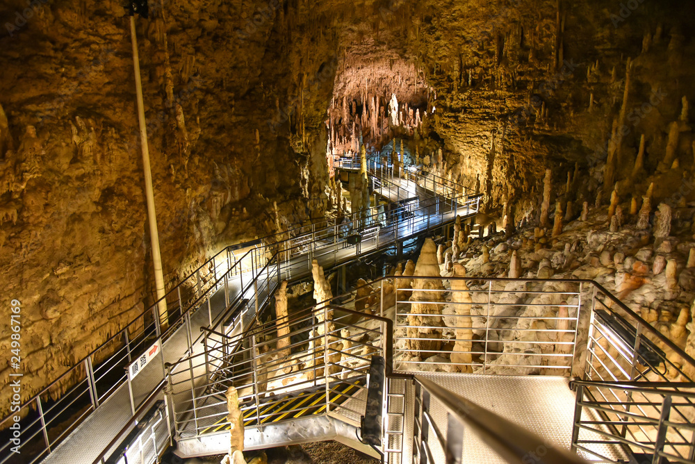 Gyokusendo Stalactite cave in Okinawa island, Japan. The cave was ...