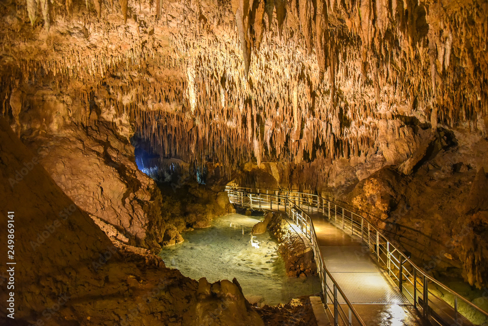 Gyokusendo Stalactite cave in Okinawa island, Japan. The cave was ...