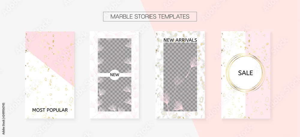 Stories Template Cool SMM Vector Layout. Social Media Blogger Cards Set ...