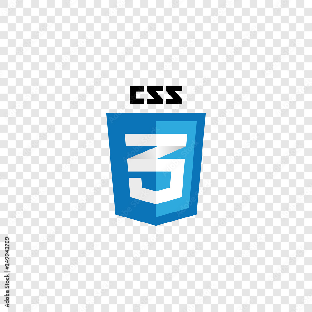 CSS web technology shield. Web site development icon on white background. Css - Cascading Style ...