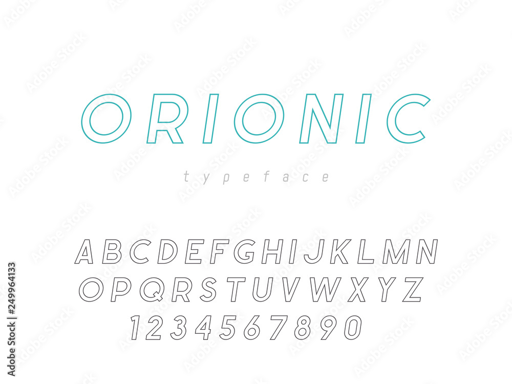 Latin uppercase alphabet letters and numbers. Linear font. Vector ...