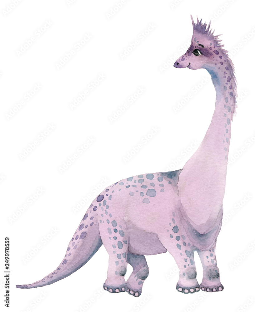 Watercolor dinosaurs brontosaurus Stock Illustration | Adobe Stock
