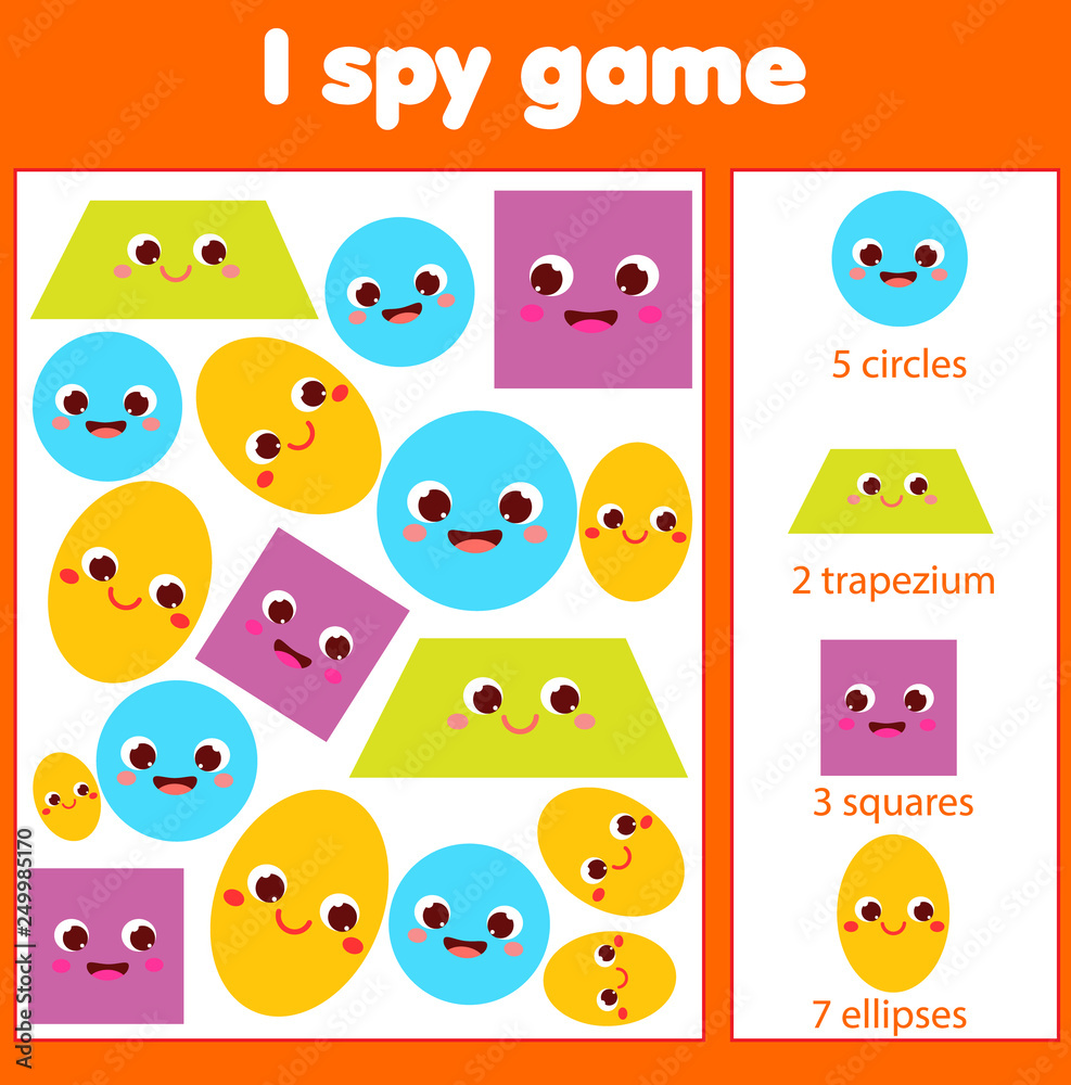 I spy game for toddlers. Find and count objects. Educational activity ...