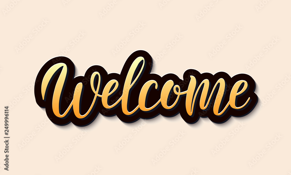Gold lettering logo welcome. Welcome hand sketched sign for cards ...