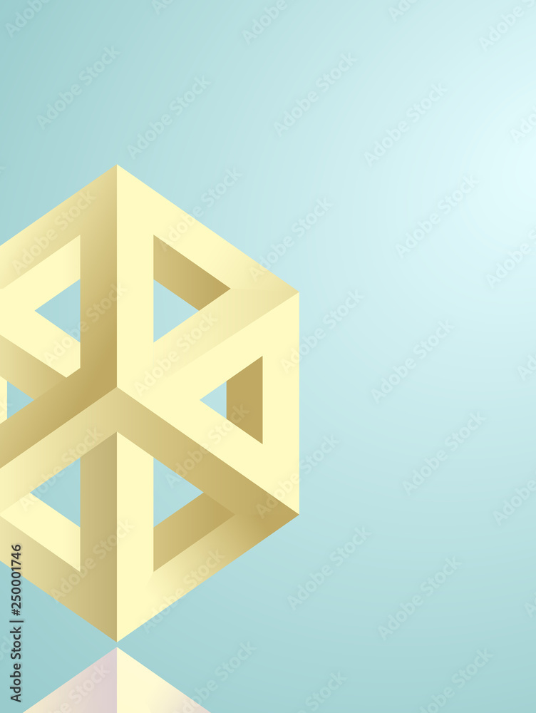 Impossible figures isometric 3d hollow cubes in Escher style, imp-art ...