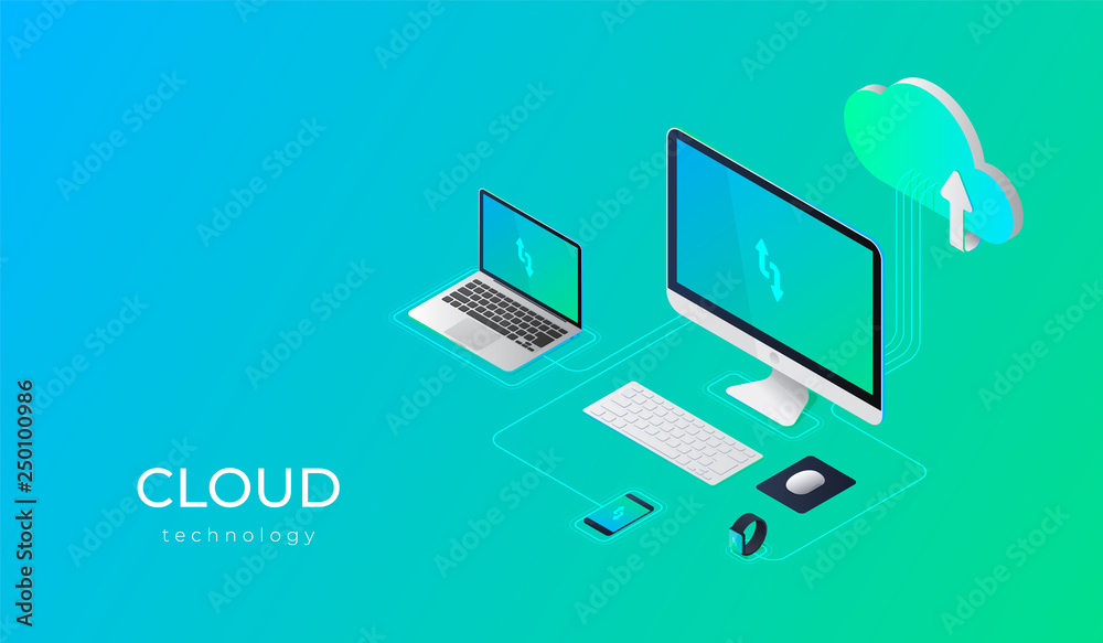 Cloud computing technology users network configuration isometric ...