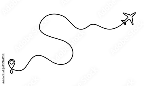 Continuous line drawing of Airplane line path vector icon of air plane ...