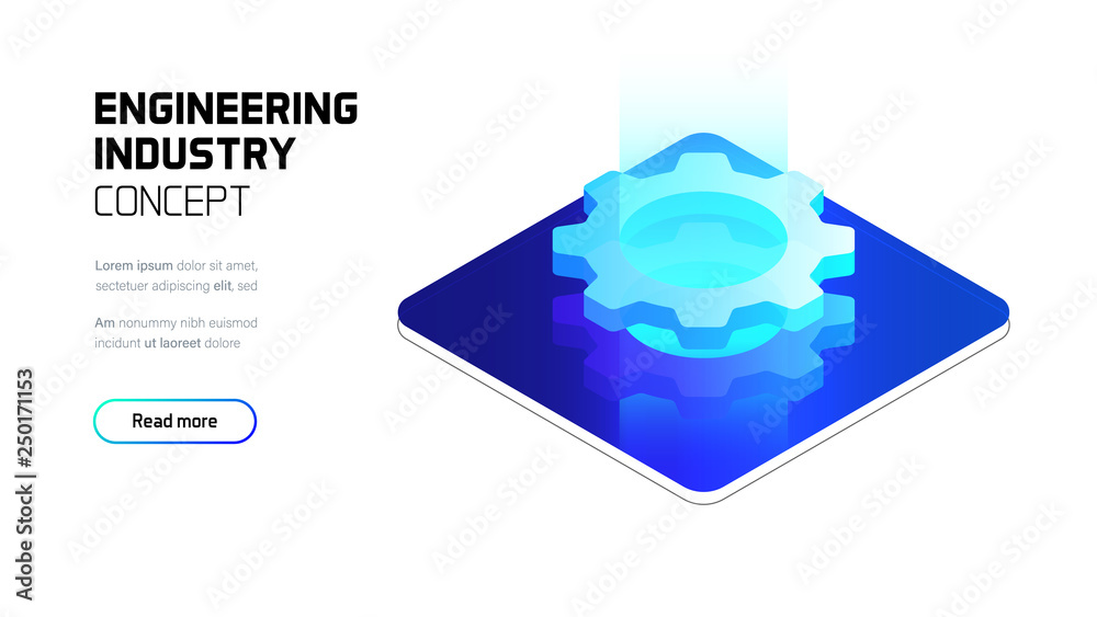 Engineering indistry futuristic hologram concept, isometric 3d cogwheel ...
