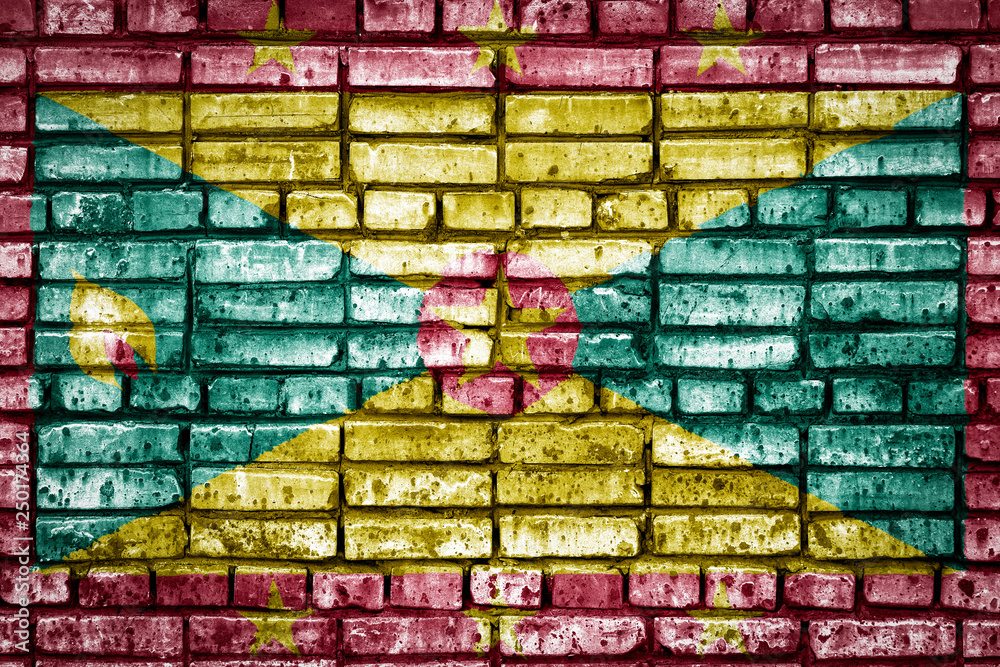 National flag of Grenada on a brick background. Concept image for ...