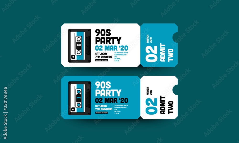 90s Party Cassette Invitation Design with Where and When Details Stock ...