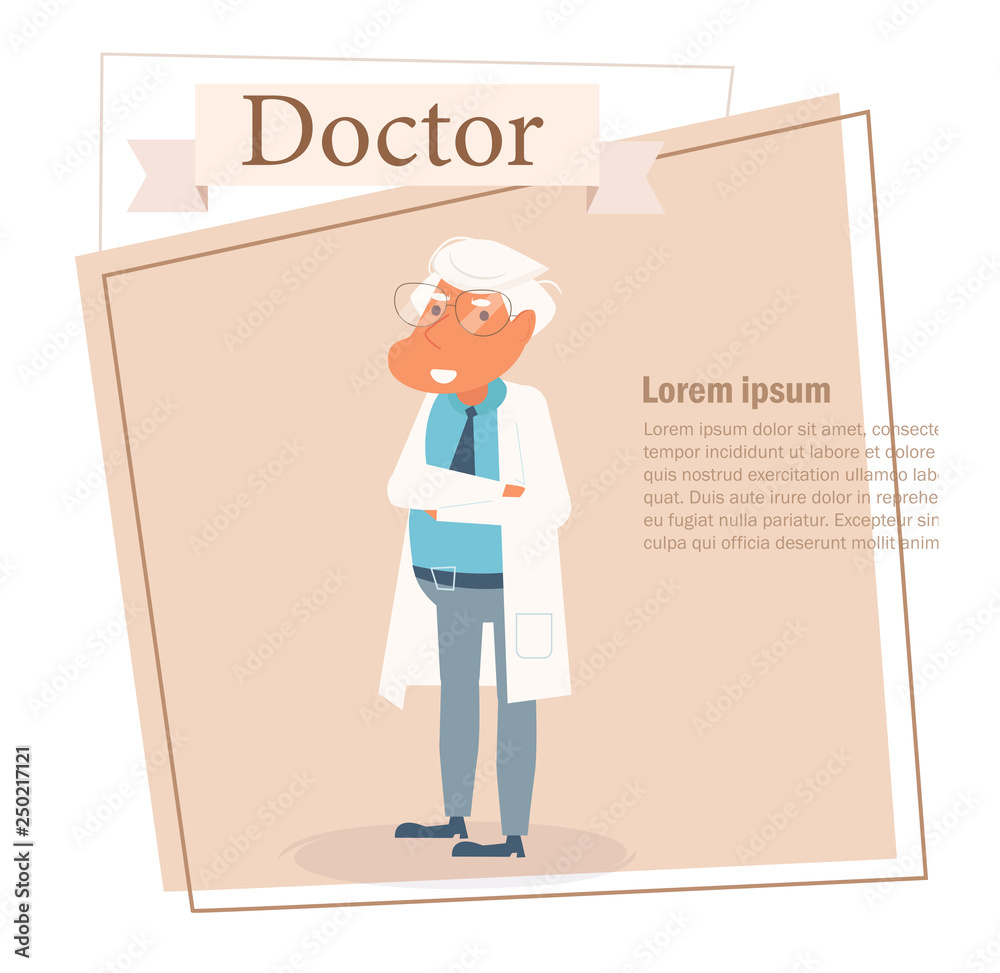 Doctor Vector. Cartoon. Isolated art on white background. Flat Stock ...