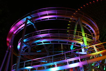 Roller Coaster Glows At Night Free Stock Photo - Public Domain Pictures