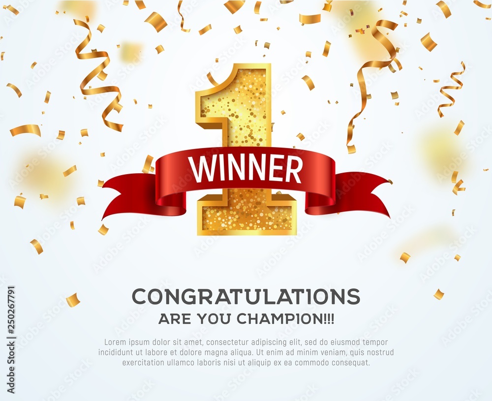 1 place competition vector illustration. Winner golden number one with ...