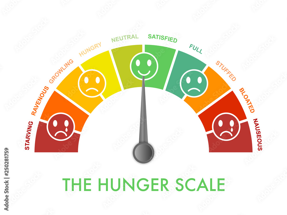 Vektor Hunger-fullness scale 0 to 10 for intuitive and mindful eating ...