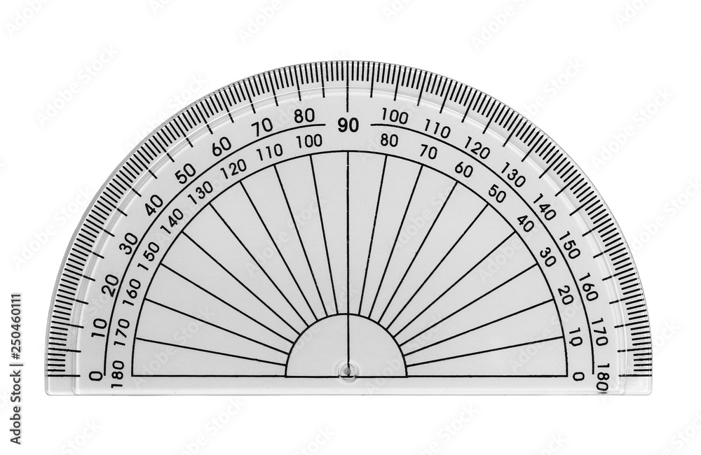 semicircle transparent ruler isolated on white, with clipping path ...