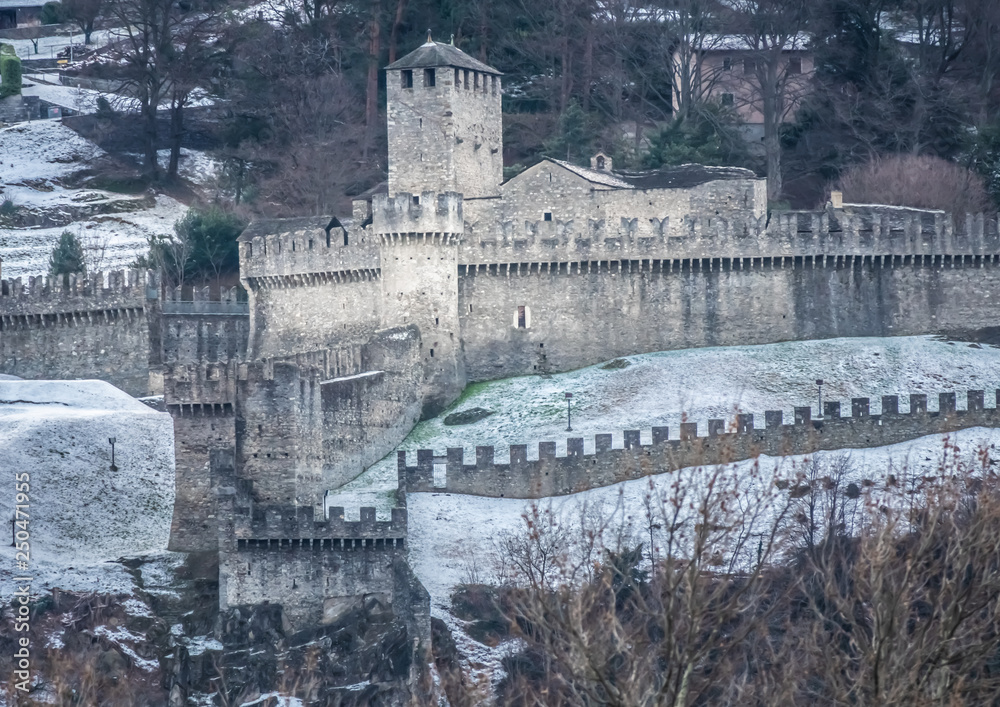 Montebello Castle, Bellinzona, the capital city of southern Switzerland ...