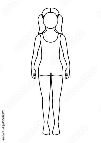 Girl Outline Silhouette Teenager Outline In Underwear Normal Body 