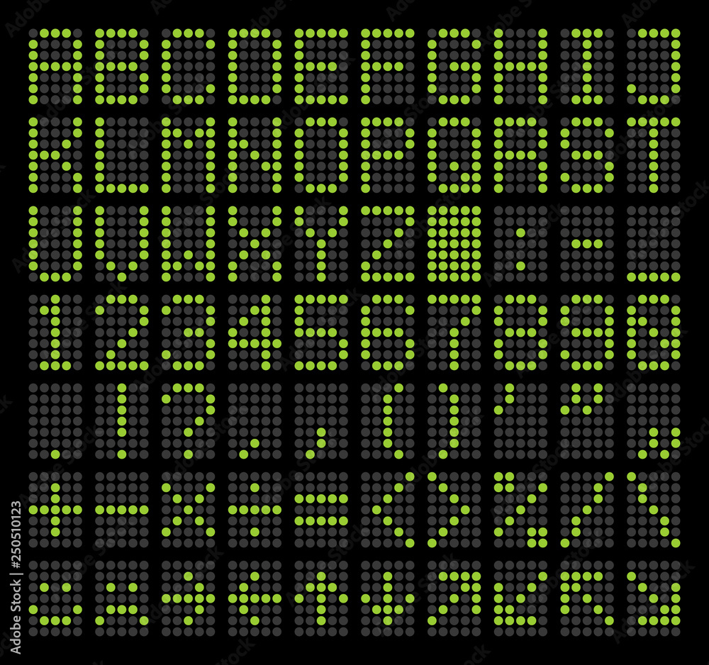 LED Dot Matrix Panel. Letters, numbers, punctuation marks, arithmetic ...