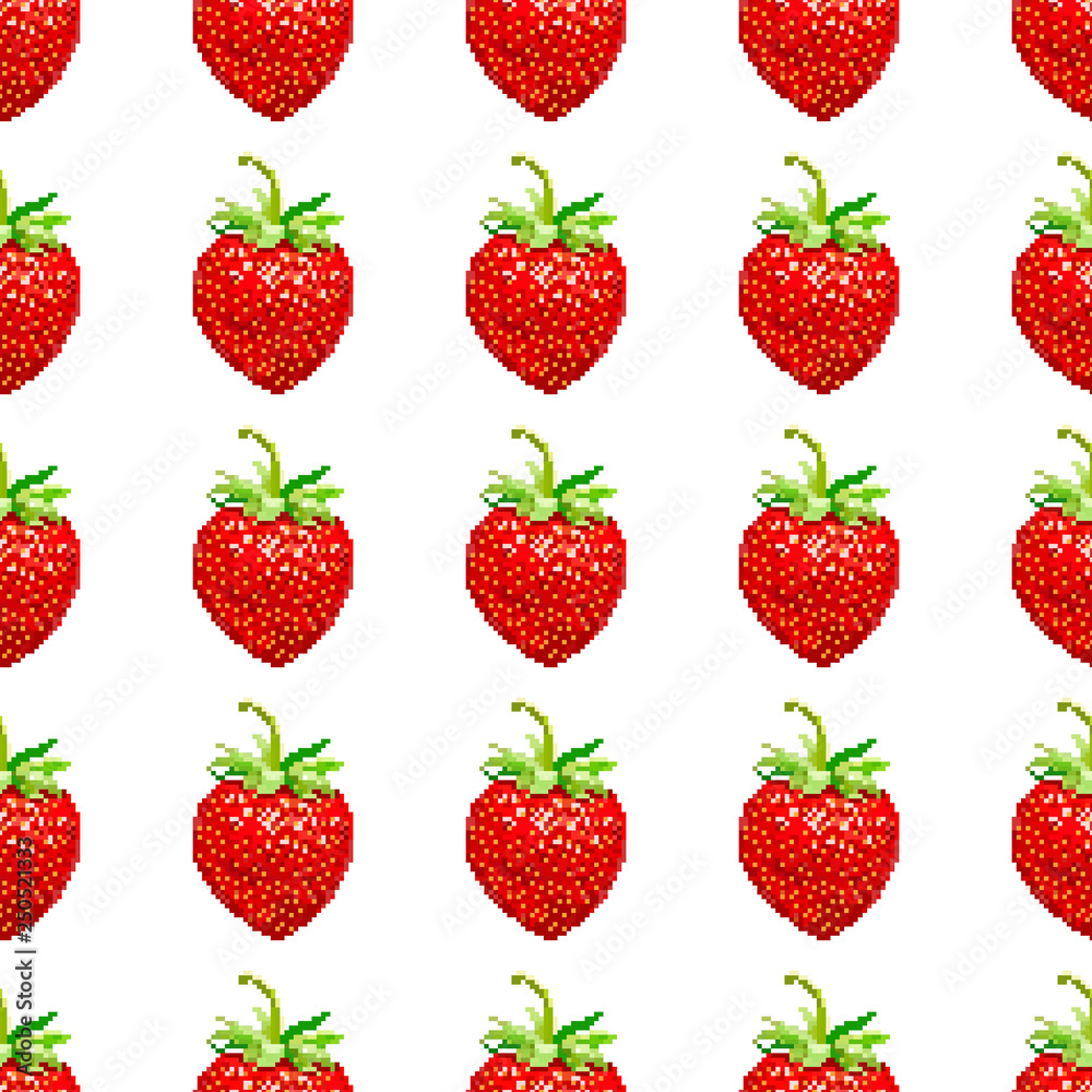 Seamless background of isometric strawberry. Vector illustration in ...