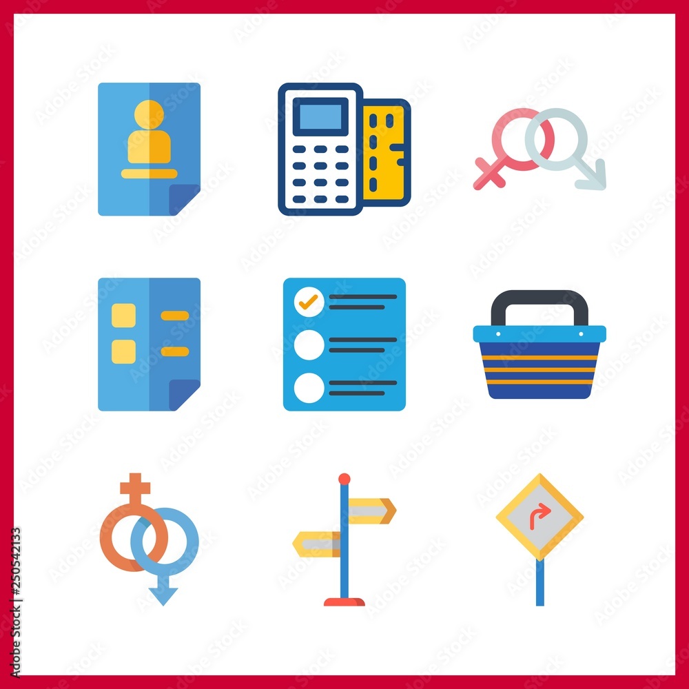 9 choice icon. Vector illustration choice set. road sign and shopping ...