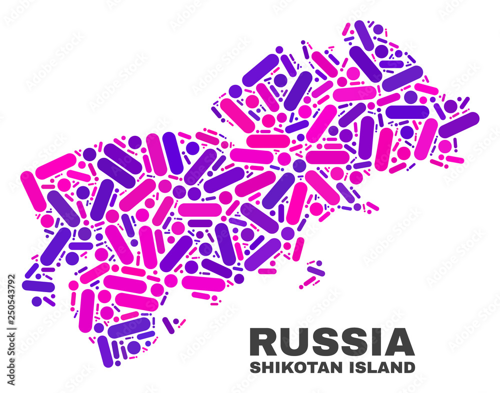 Mosaic Shikotan Island map isolated on a white background. Vector ...