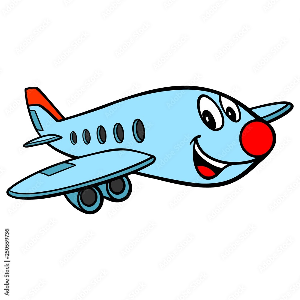 Vector de Stock Airplane Cartoon - A vector cartoon illustration of a ...