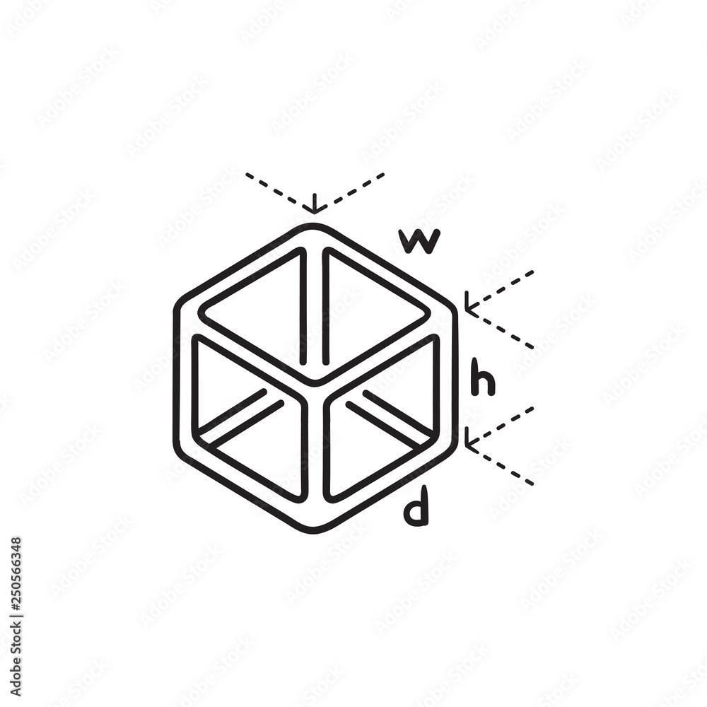 Cube model measuring hand drawn outline doodle icon Stock Vector ...