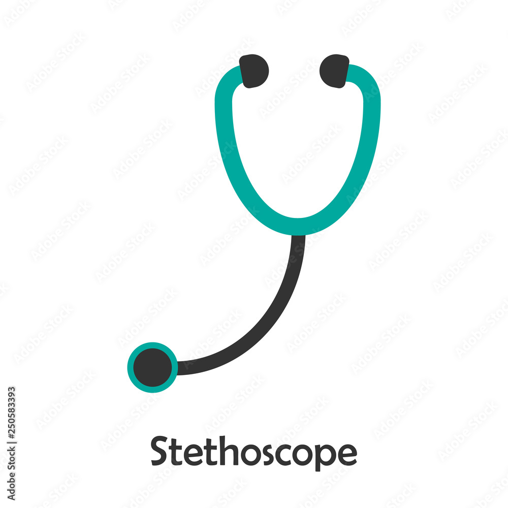Stethoscope in cartoon style, medical card for kid, preschool activity ...