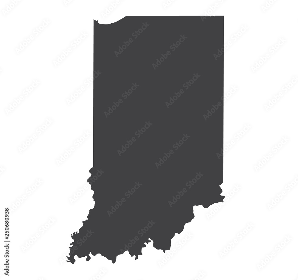 Vector Indiana Map silhouette. Isolated vector Illustration. Black on ...