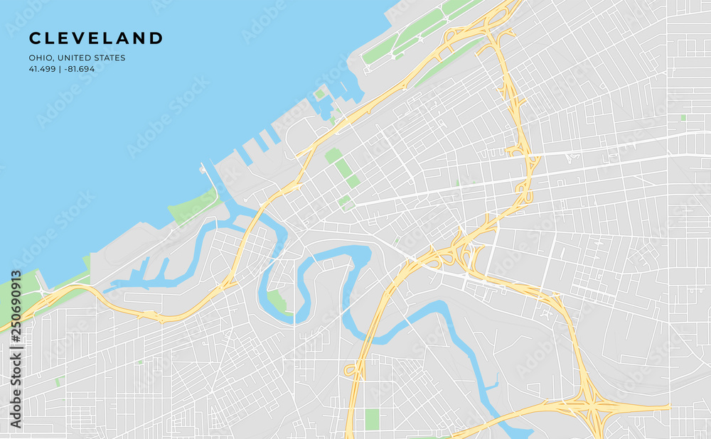 Mapa De Calles De Cleveland Para Imprimir