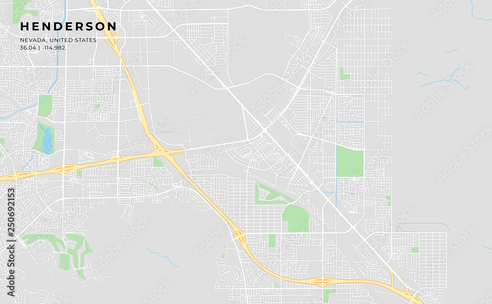 Printable street map of Henderson, Nevada Stock Vector | Adobe Stock