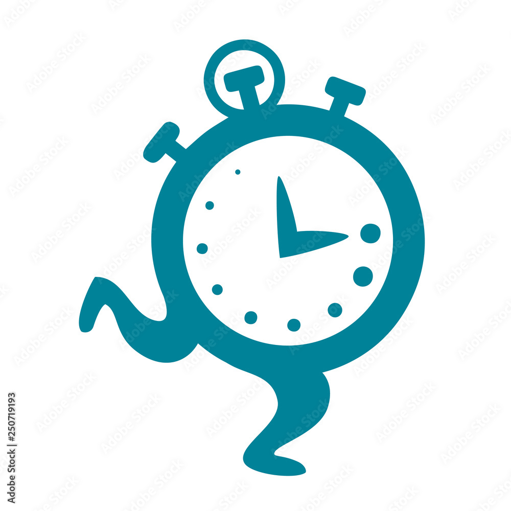 Cartoon clock running. Flat vector, illustration isolated on white ...
