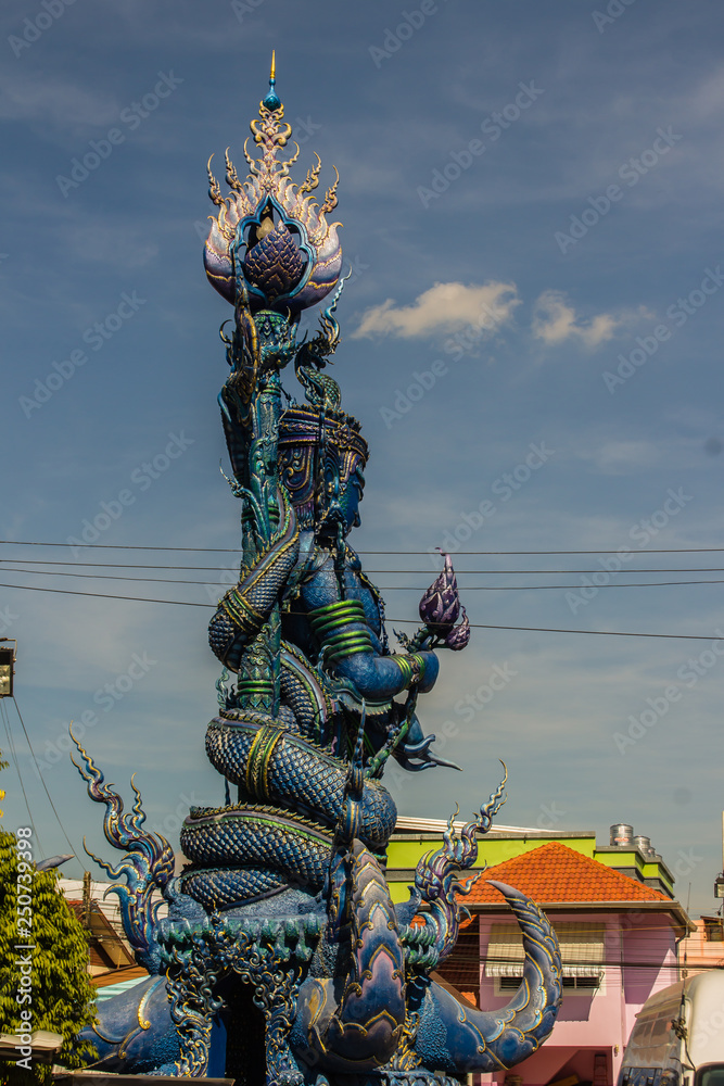 Sculpture of Himavanta wild animals at Wat Rong Suea Ten Temple, Chiang ...