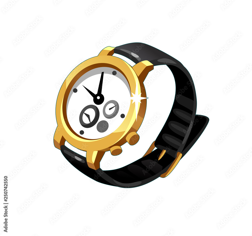 vector illustration of luxury steel golden watch Stock Vector | Adobe Stock
