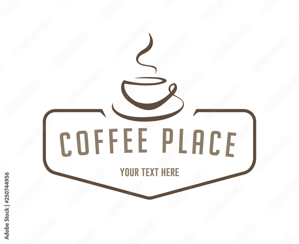 Vector illustration concept of coffee logo. Brown on beige background ...