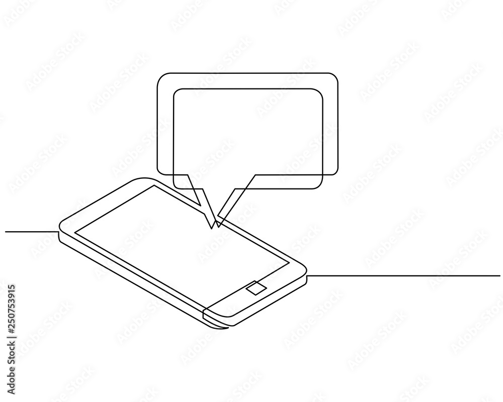 Image vectorielle Stock continuous line drawing of chat message on ...